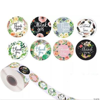 1000Pcs 1 Inch Floral Thank You Stickers Labels Roll Decorative Sealing ...