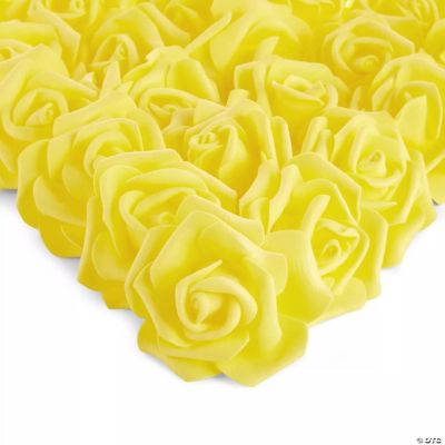 100 Pack Yellow Artificial Flowers, Bulk Stemless Fake Foam Roses, 3 In ...