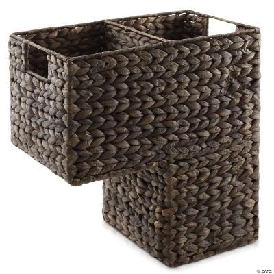 Stair Step Basket W/ Handles, Woven Wicker Hyacinth Staircase Storage ...