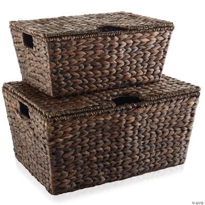 Hyacinth Storage Chests With Lids, Wicker Nesting Baskets W/ Tapered ...