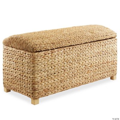 36" Storage Chest Trunk W/ Curved Lid, Safety Hinge In Water Hyacinth ...