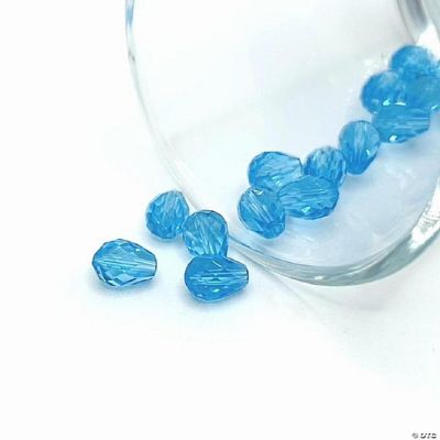 20 Pcs 6x8mm Aqua Blue Birthstone Beads | Oriental Trading