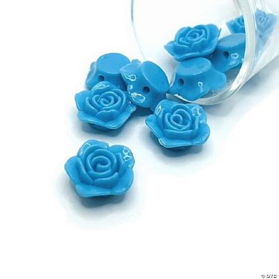 20 Pcs Blue Chunky Rose Flower Beads | Oriental Trading