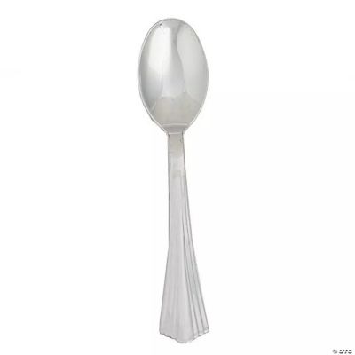 25Pcs Silver Hard Plastic Spoons | Oriental Trading