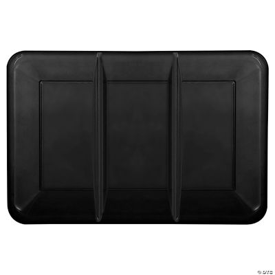 14 1/4" x 9 1/2" Bulk 12 Pc. Black Three-Section Rectangle Serving ...