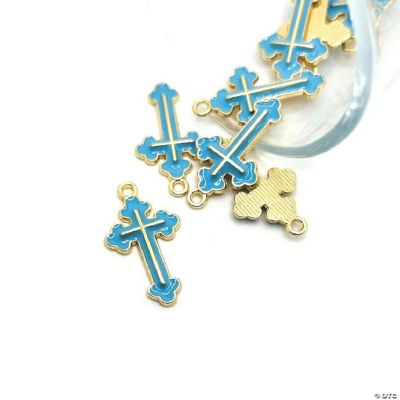 20 Pcs Light Blue Enamel Cross Charms