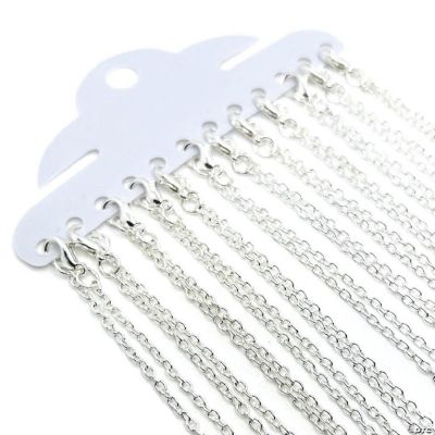 12 Pcs 24" Silver Plated Necklace Chains