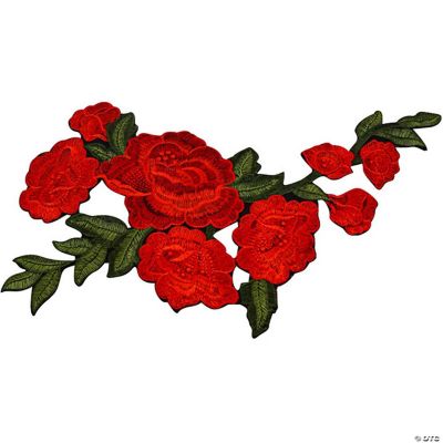 8"x 12 1/2" Red Rose Embroidery Heat Transfer Patch Pack of 12 ...