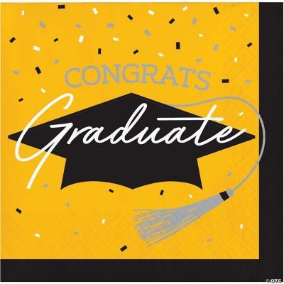 Creative Converting School Spirit Yellow Graduation Paper Beverage ...