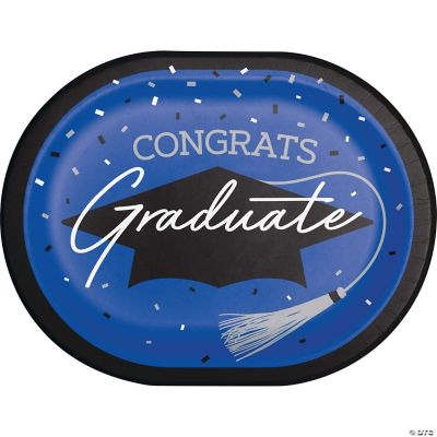Creative Converting School Spirit Blue Graduation Oval Paper Platters ...
