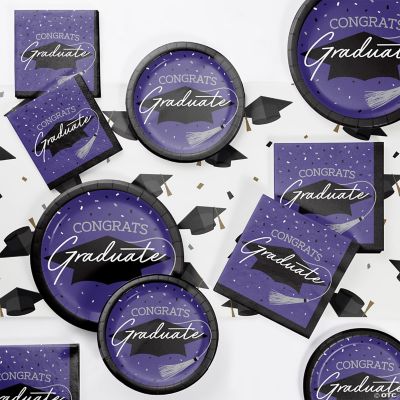 Creative Converting Purple Graduation Tableware Kit, Serves 18