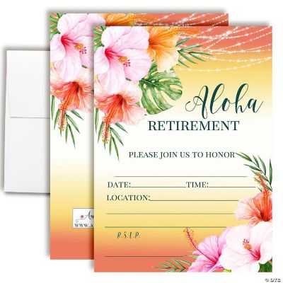 AmandaCreation Tropical Aloha Hawaiian Retirement Party Invitations ...