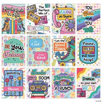 Happily Ever Elementary Retro Remix 12-Piece Motivational Posters, 70s ...