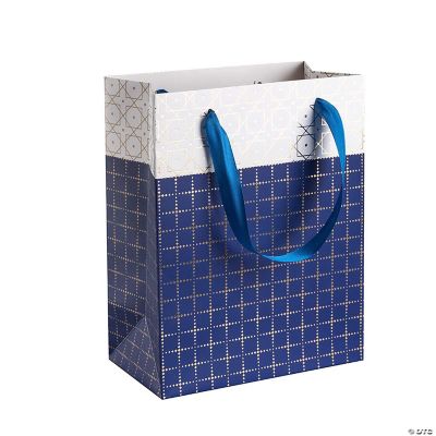 Small Box Design Foil Stamped Gift Bags Set 24 Pack 9"X 7"X 4" Blue ...
