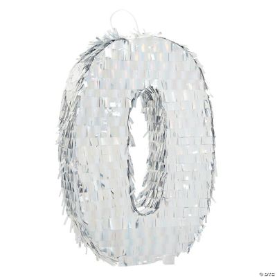 Small Silver Holographic Foil Number 0 Pinata for Birthday Party ...