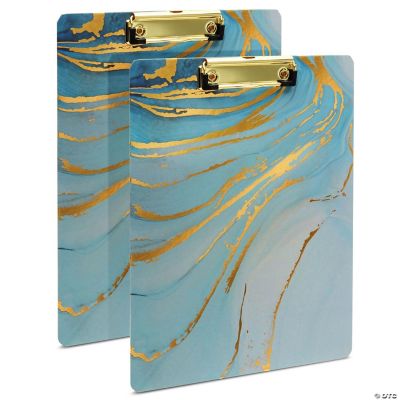 2 Pack Decorative Blue Marble Clipboards, A4 Letter Size with Gold Low ...