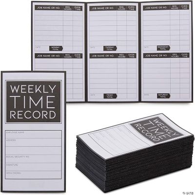 200 Pack Weekly Trifold Employee Time Cards for Bookkeeping, Pocket ...