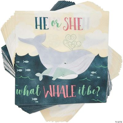 100 Pack Gender Reveal Whale Design Paper Disposable Napkin Napkins ...