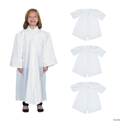 Bulk 12 Pc. Kids White Matte Elementary School Graduation Polyester Robes