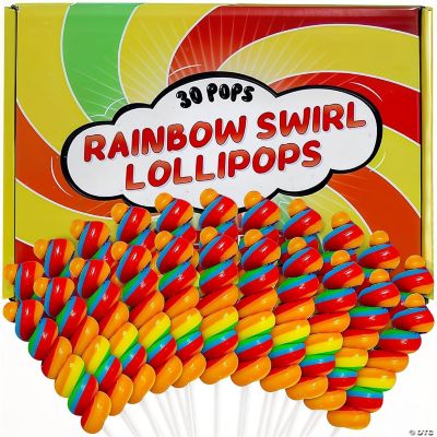 Primary Colors Candy 30pk MultiFruit Swirl Lollipops – Rainbow ...