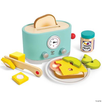 Hape: Ding & Pop-Up Toaster - 15Pc Teal Wooden Food Playset, Ages 2 ...