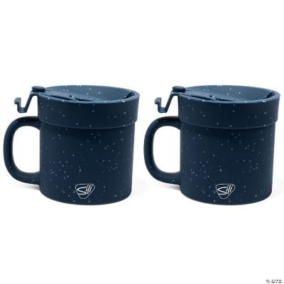 Silipint: 2 Pack 16Oz Silicone Coffee Mug W/ Lid, Speckled Blue ...