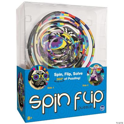 Spin Flip: Puzzle Hippy Dog & Cow- 2-In-1: Double-Sided Puzzle,Ages 8+