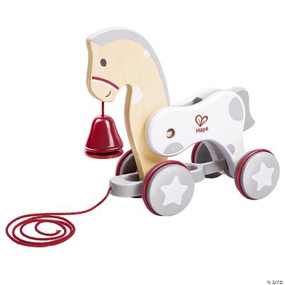 Hape: Pull Along Pony - White & Red - Wooden Toy, 1+ | Oriental Trading