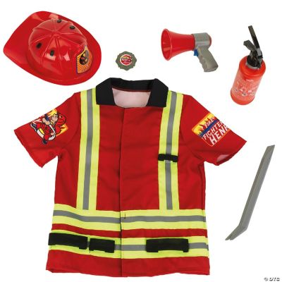 Klein: Pro Firefighter Costume - Red & Yellow - 5Pc Set, Ages 3 ...