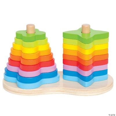 Hape: Double Rainbow Stacker - Wooden Ring Set Toy, 12Mo+ | Oriental ...