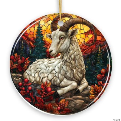 Elegant Goat Stained Glass Theme Ceramic Ornament, Billy Buck and Doe ...