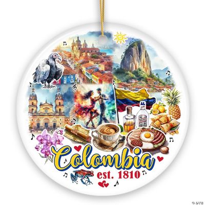 Colorful Colombia Culture and Landmarks Christmas Ornament, Latin ...
