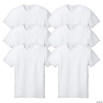 6 Pc. Classic White Cotton Short Sleeve Adults T-Shirts | Oriental Trading