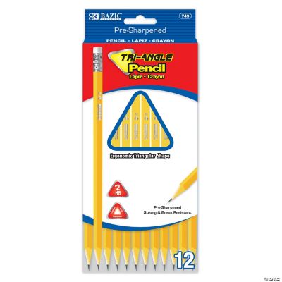 BAZIC Products #2 Triangle Pencils, Yellow, 12 Per Pack, 24 Packs ...