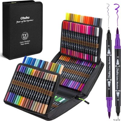 Ohuhu Markers (Maui): 120 colors, dual brush & fine tips, water-based ...