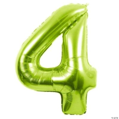 Edge Collections - 34" - Lime Green - Foil Number 4 Balloon | Oriental ...