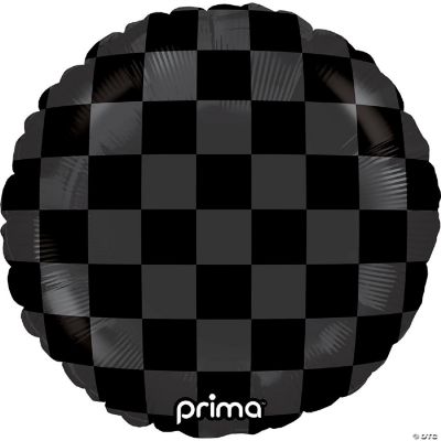 Prima - 18" - Black - Elegant Checker Print Balloon | Oriental Trading