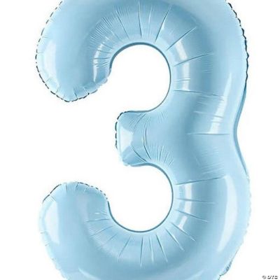 Edge Collections - 34" - Blue - Pastel Foil Number 3 Balloon