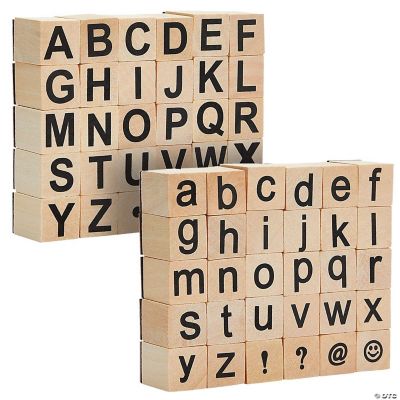 60-Piece Wood Alphabet Stamp Set, Upper and Lowercase Letters with ...