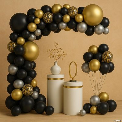Bold Black & Gold Balloon Set 114Pcs for Stylish Party Decor, Perfect ...