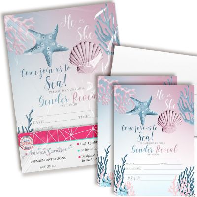 Under The Sea Seashell Gender Reveal Baby Shower Invitations 40pc. by ...