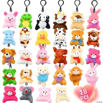 AMITY 28 Packs Pink Plush Animal Keychain Toys | Oriental Trading