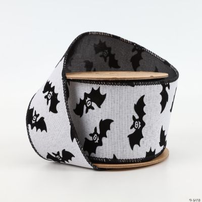 LaRibbons 2 1/2" Wired Ribbon - Glittered Bats w/ Black Backing - 10 ...