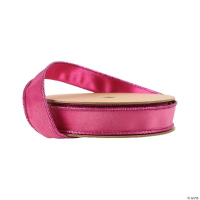 LaRibbons 1" Reversible Classic Velvet Wired Ribbon - Hot Pink/Shimmer ...