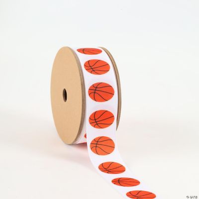 LaRibbons 1" Printed Grosgrain Ribbon - Basketballs on White - 25 Yard ...