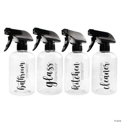 16oz Plastic Prelabeled Cleaner Spray Bottles, Set of 4 Empty House ...