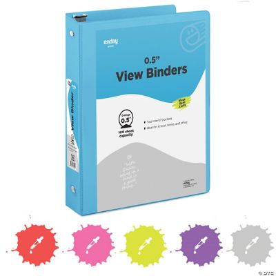 Enday 0.5 Inch 3-Ring Binder with Clear View Cover and 2 Inside Pockets ...
