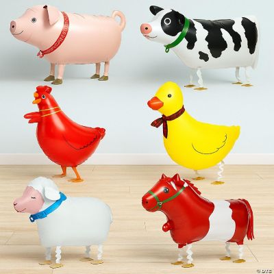 6pcs Inflatable Farm Animal Balloons Walking Party Decorations for Kids ...