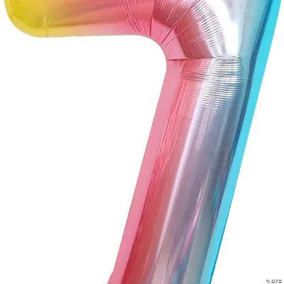 Edge Collections - 34" - Rainbow Foil Balloons Numbers 7 | Oriental Trading