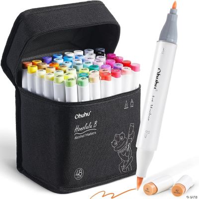 Ohuhu Alcohol Markers (Honolulu B): 48 colors, brush & fine dual tips ...